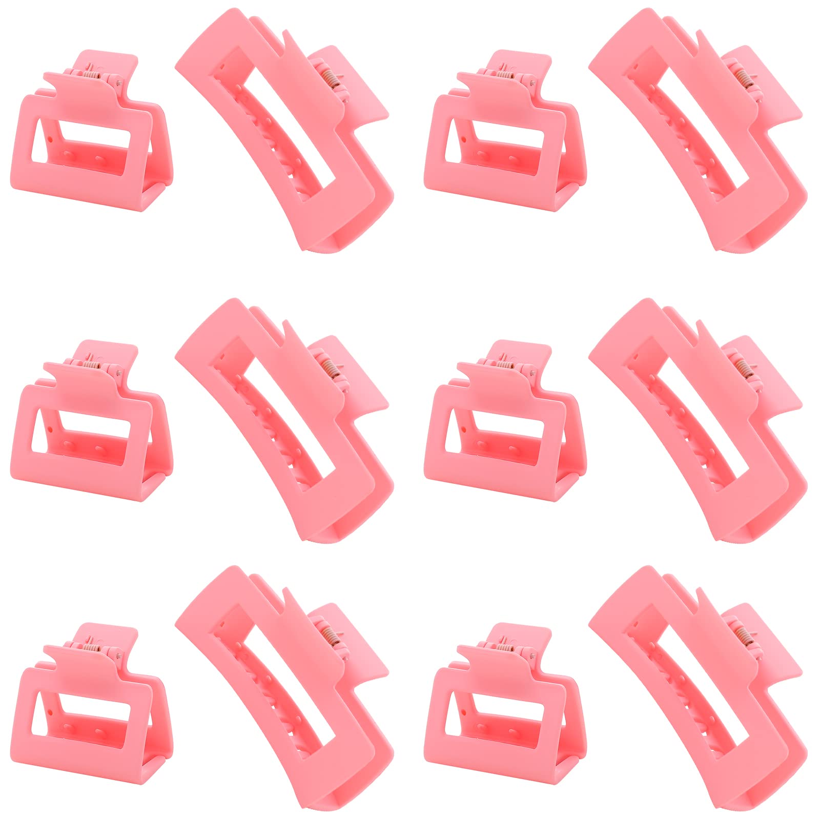 Alemaky 12 Pack Pink Square Claw Clips – Non-Slip Matte Hair Clips for ...