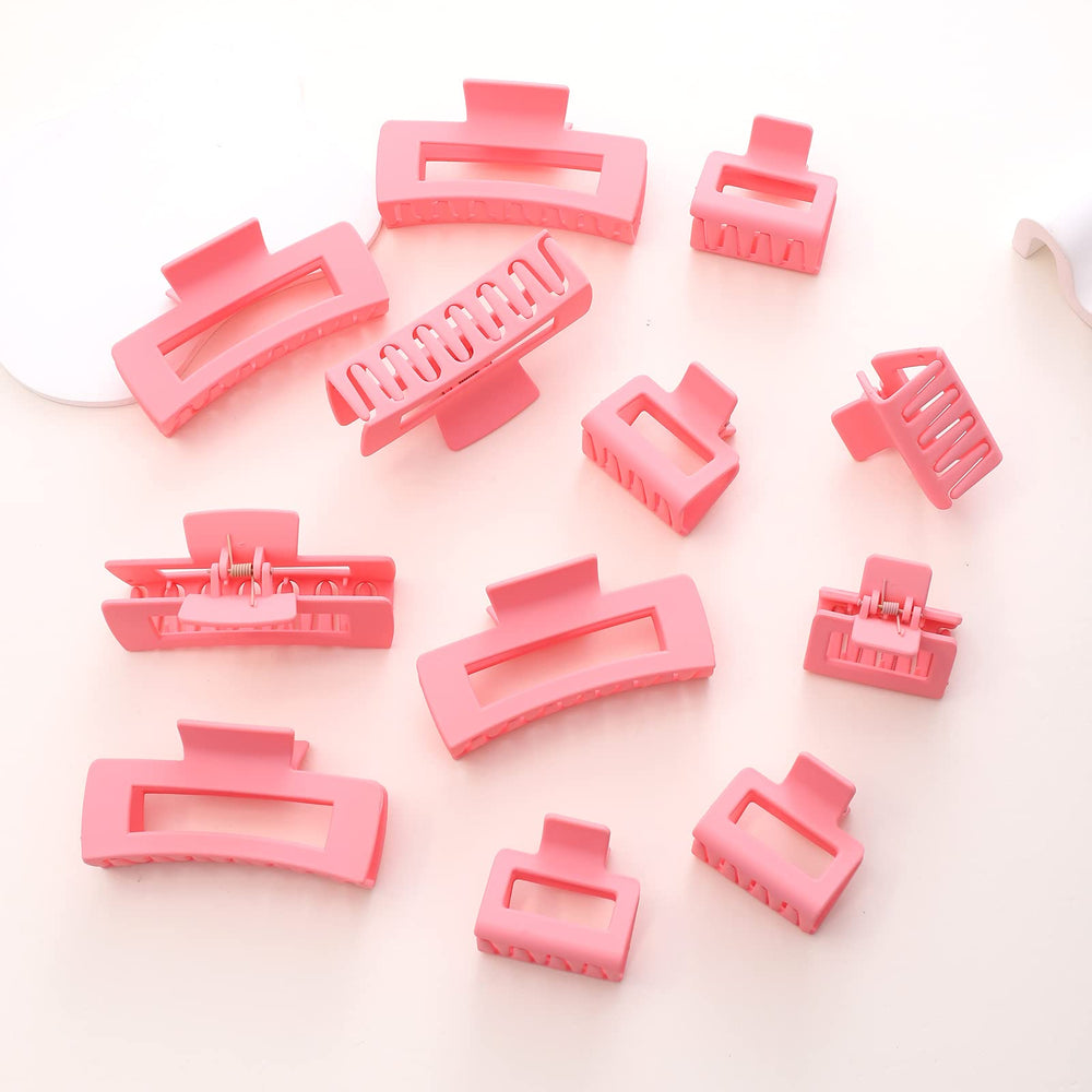 Alemaky 12 Pack Pink Square Claw Clips – Non-Slip Matte Hair Clips for ...