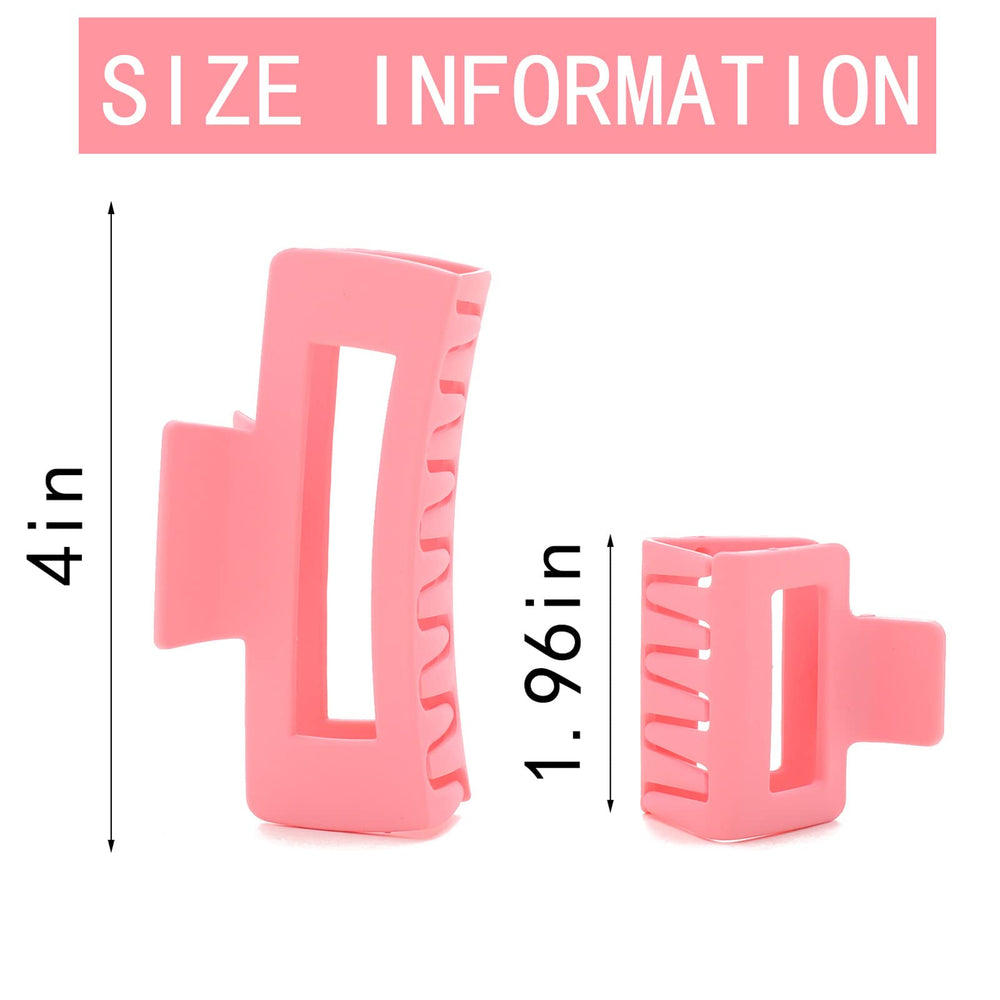 Alemaky 12 Pack Pink Square Claw Clips – Non-Slip Matte Hair Clips for ...