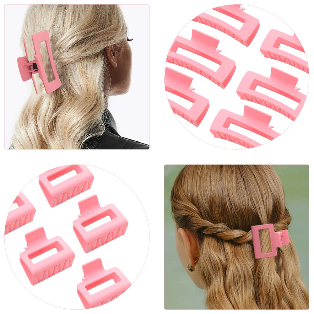 Alemaky 12 Pack Pink Square Claw Clips – Non-Slip Matte Hair Clips for ...