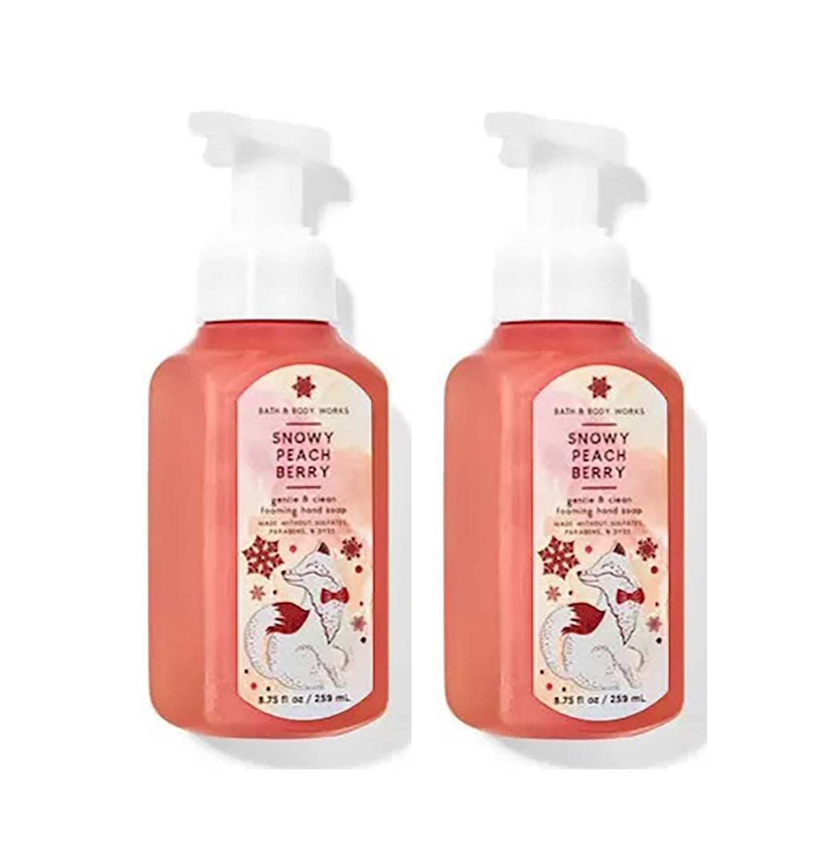 Bath & Body Works Gentle Foaming Hand Soap Snowy Peach Berry 8.75 oz 2 ...