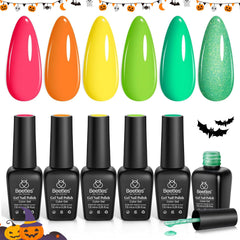 Beetles Christmas Gel Nail Polish Set – 6 Neon Colors for Vibrant Soak ...