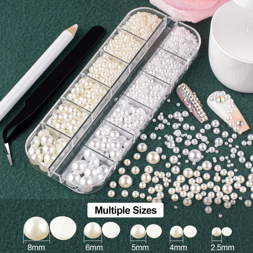 BELLEBOOST Flat Back Rhinestones & Pearls Kit – AB Gems, White & Beige ...