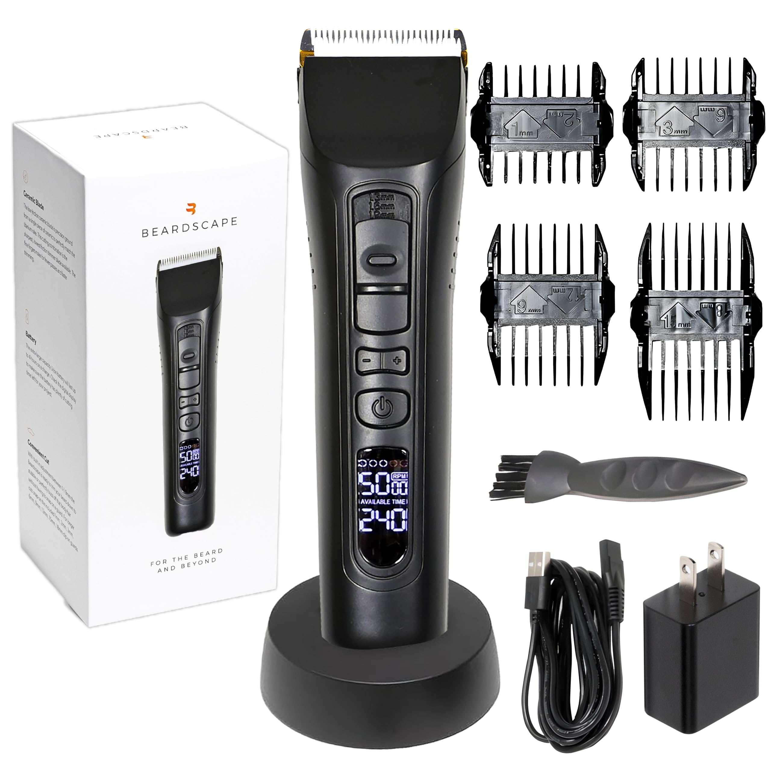 Brio Beardscape V1 Beard Trimmer – Cordless, Low-Friction Ceramic Blad ...