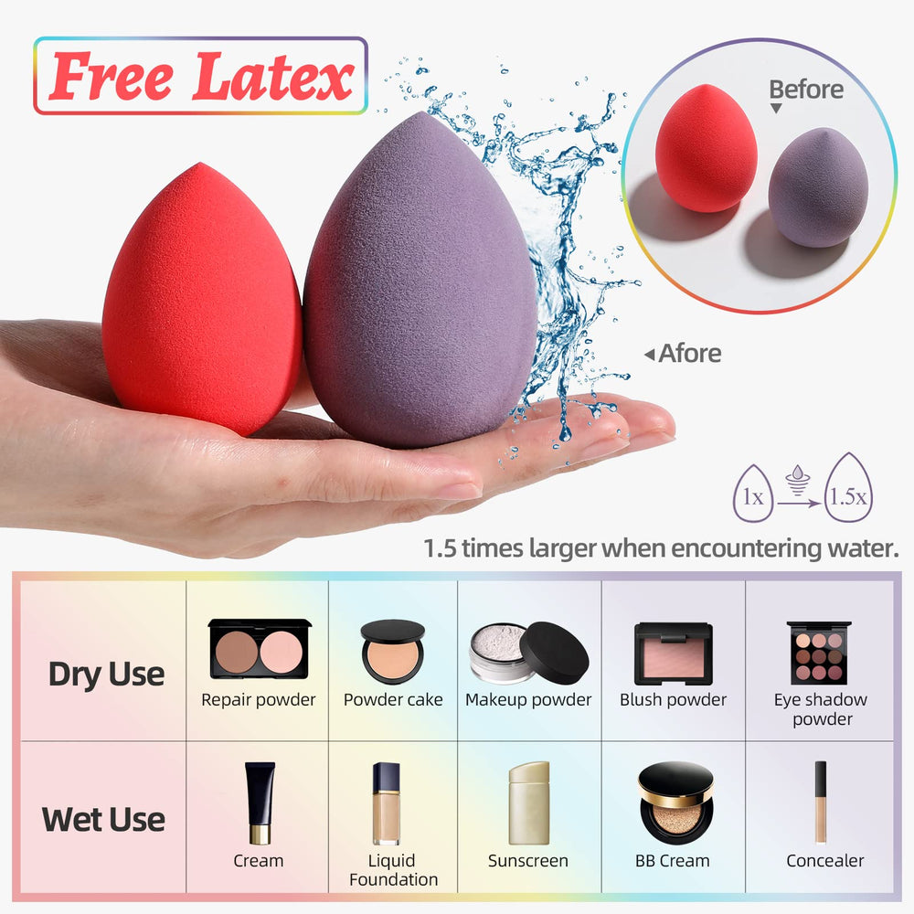 BS-MALL Conjunto de 7 Esponjas de Maquillaje – Libre de Látex, Uso Húm ...