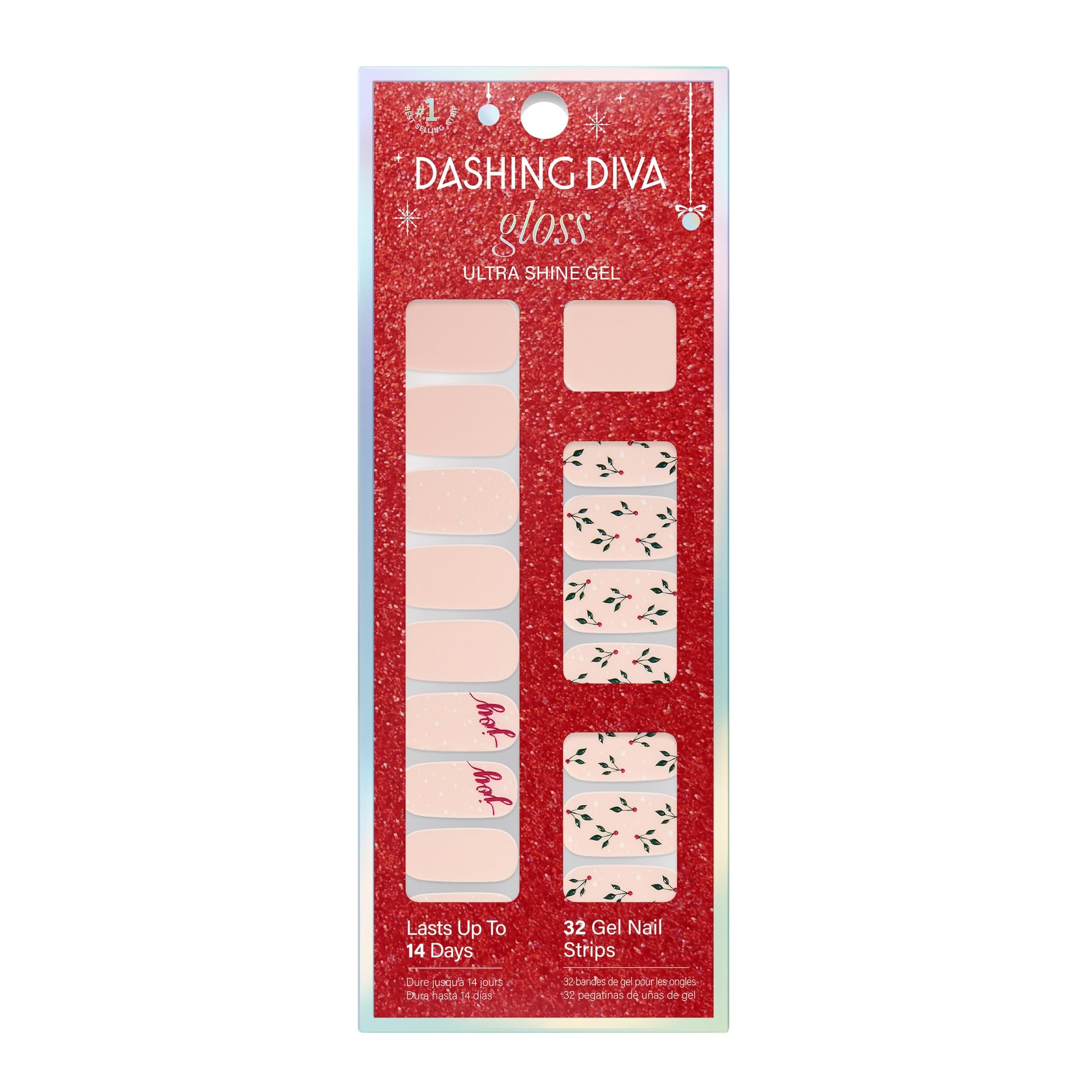 Dashing Diva Gloss Nail Strips Joy To The Girl – UV-Free Gel Nails, 32 ...