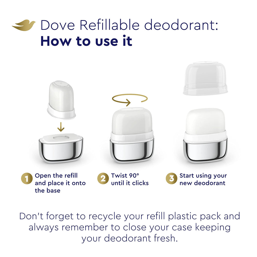 Dove Refillable Deodorant Starter Kit – Aluminum-Free, Sensitive Skin ...