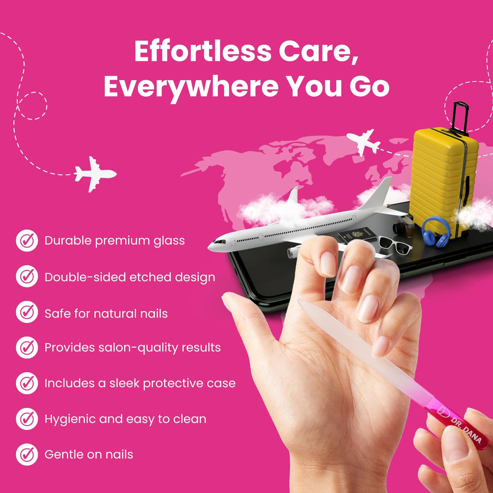 Dr. Dana Glass Nail File with Case | Premium Double-Sided Crystal Nail ...