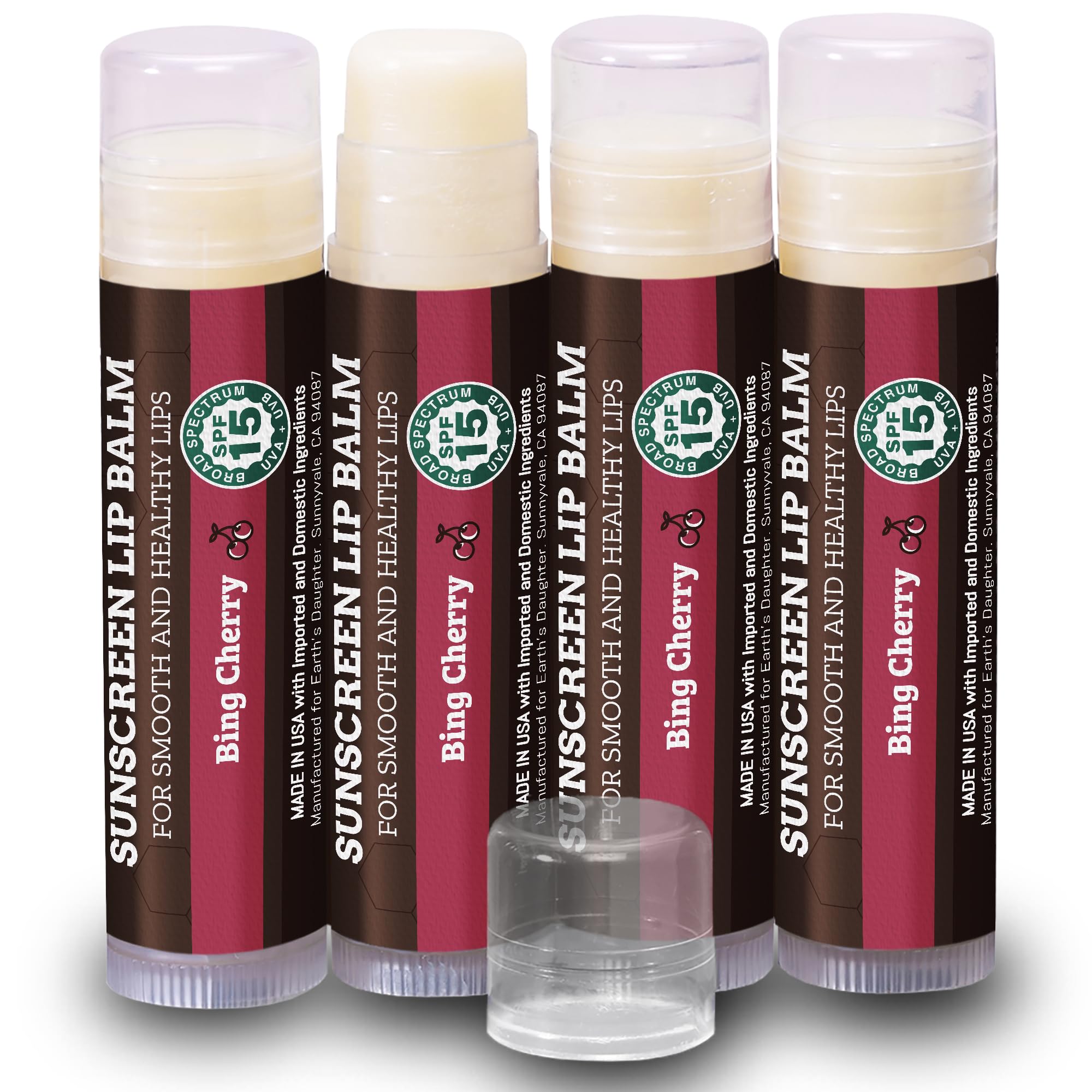Earth's Daughter SPF Lip Balm Cherry Flavor 4-Pack | Organic Lip Sunsc ...