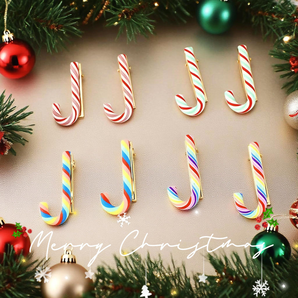 Fosrisix 8-Piece Festive Candy Cane Hair Clips – Rainbow Christmas Duc ...