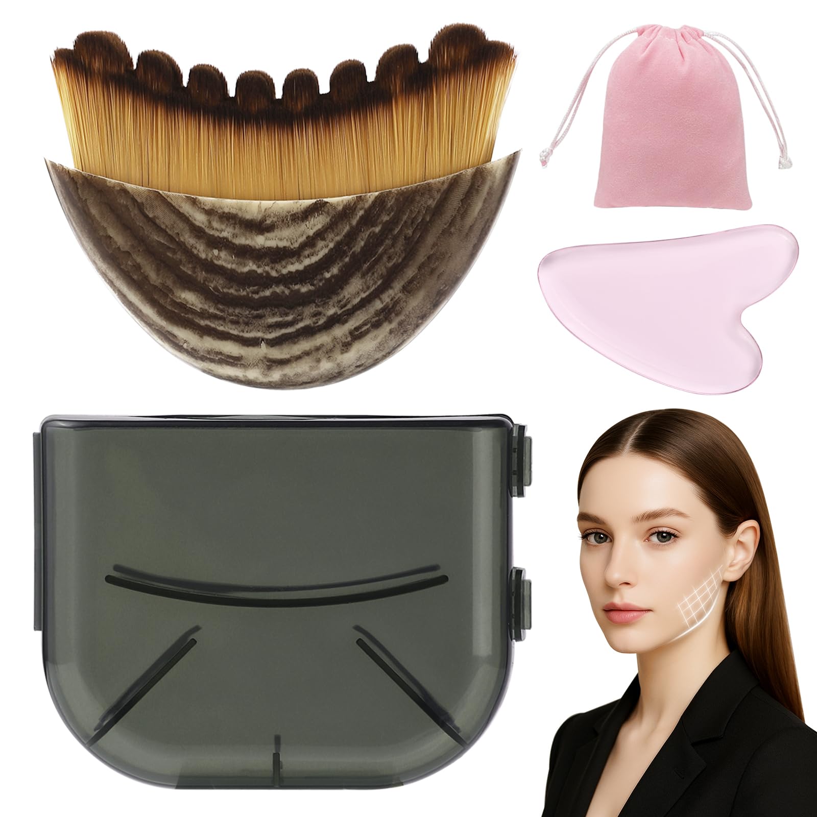 Fvbber Lymphatic Contour Face Brush & Gua Sha Set – Dry Brushing & Fac ...