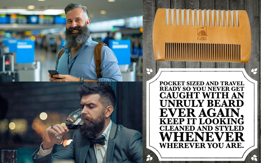 G.B.S GENTS 2-Sided Wooden Beard & Mustache Comb – Fine & Coarse Teeth ...