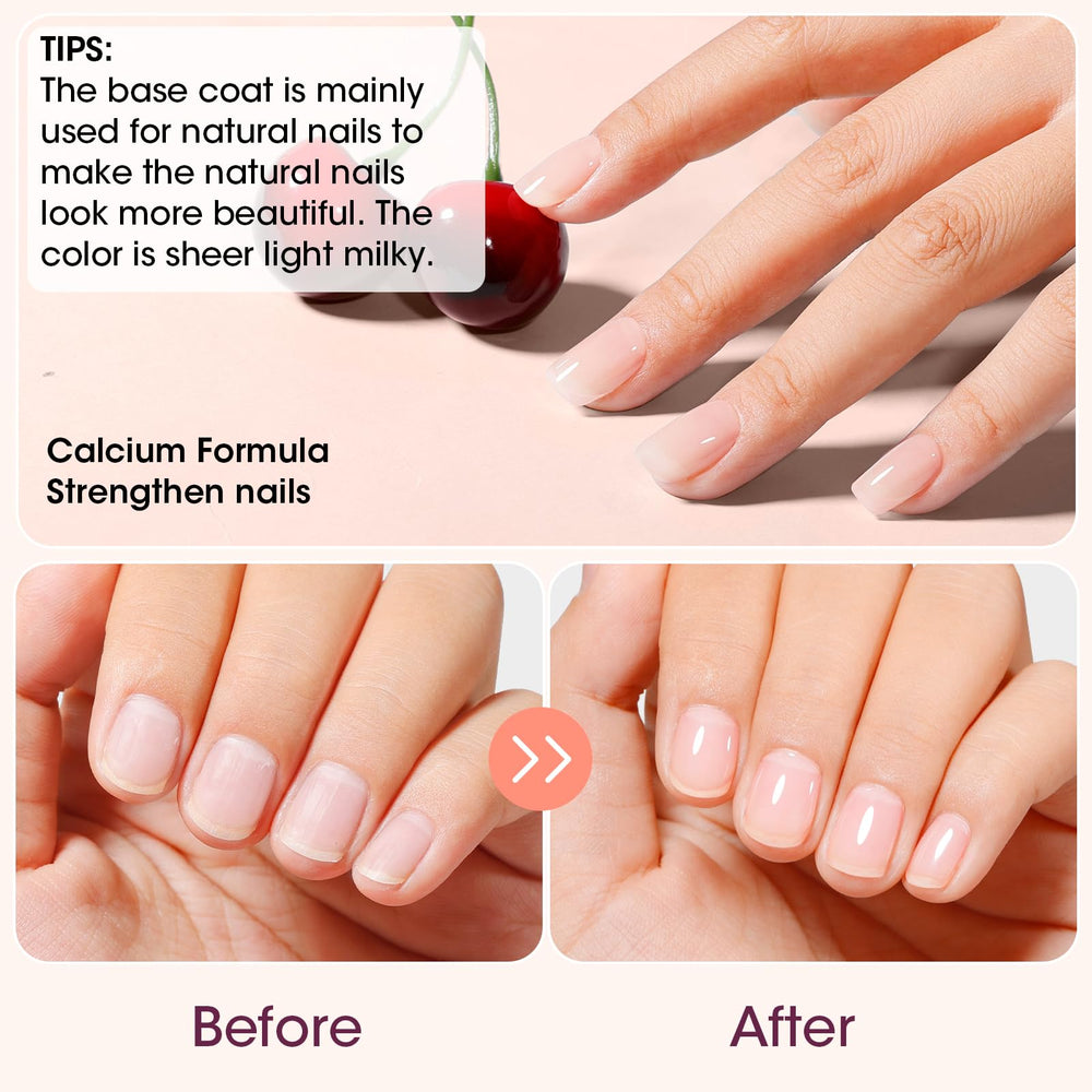 GELLEN Clear Nail Polish Base Coat – Milky White, 4-in-1 Calcium Formu ...