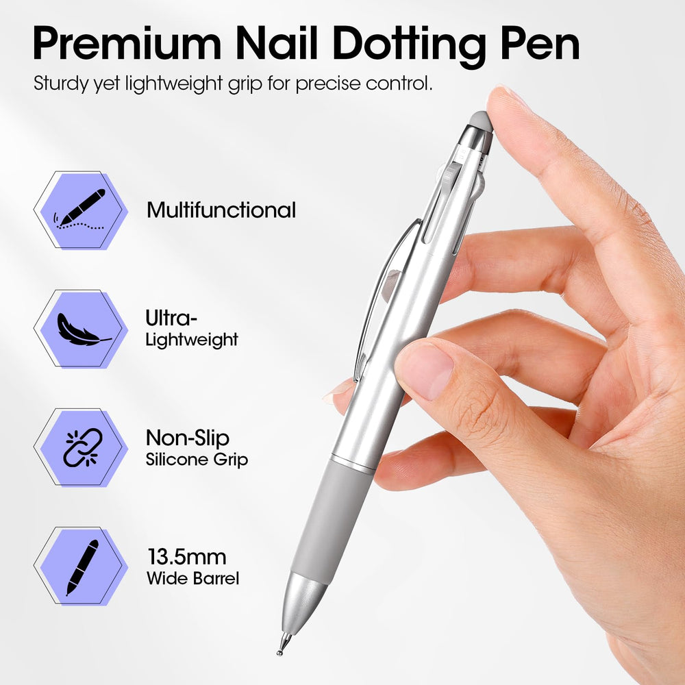 GELLEN 5-in-1 Nail Dotting Pen – 4 Tips, Gems & Chrome Powder Tool ...