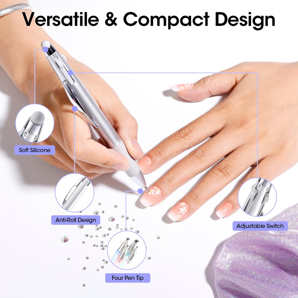 GELLEN 5-in-1 Nail Dotting Pen – 4 Tips, Gems & Chrome Powder Tool ...