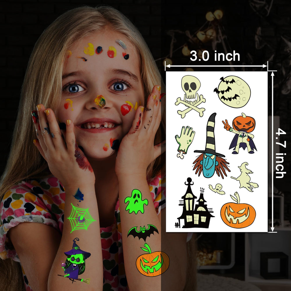 JCFIRE Glow Halloween Tattoos for Kids – Party Favors & Goodie Bag Fil ...