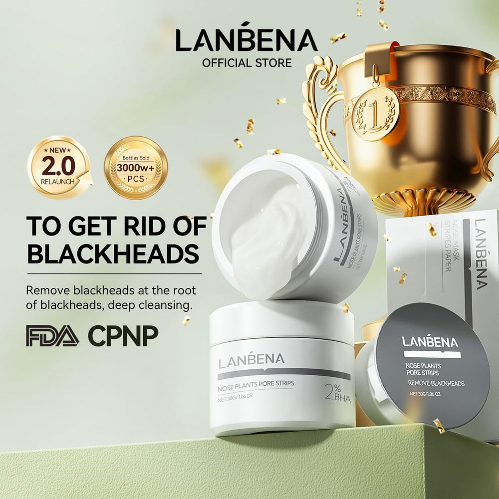 LANBENA 2.0 Blackhead Nose Plants Pore Strips – 60 Strips, Deep Cleans ...