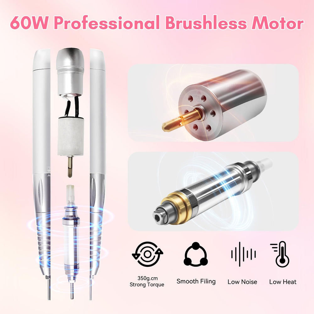 Makartt Electric Nail Drill 35000RPM - Coreless, Portable Efile with B ...