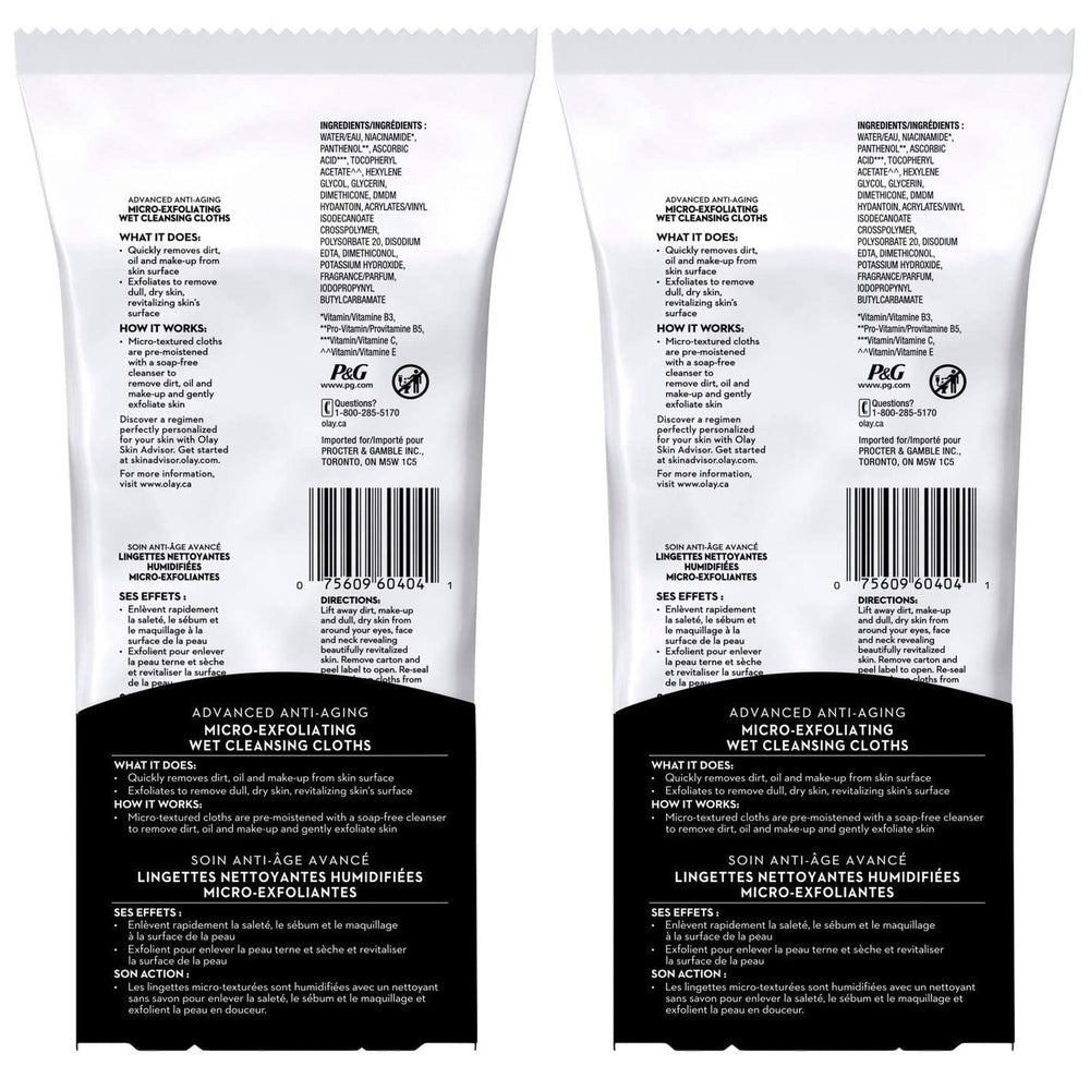 OLAY Regenerist Advanced Anti-Aging Micro-Exfoliating Cleansing Cloths ...