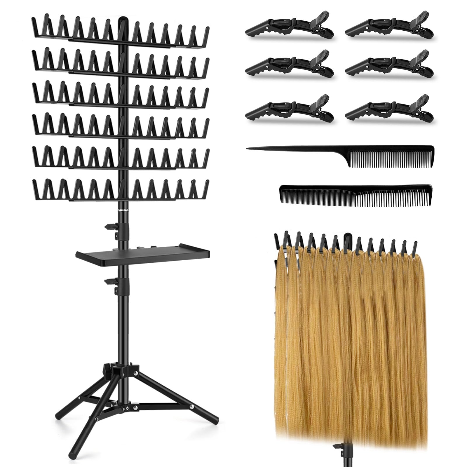OLMRJKD Braiding Rack with Tray — 144 Pegs, Height Adjustable, 2-Side ...