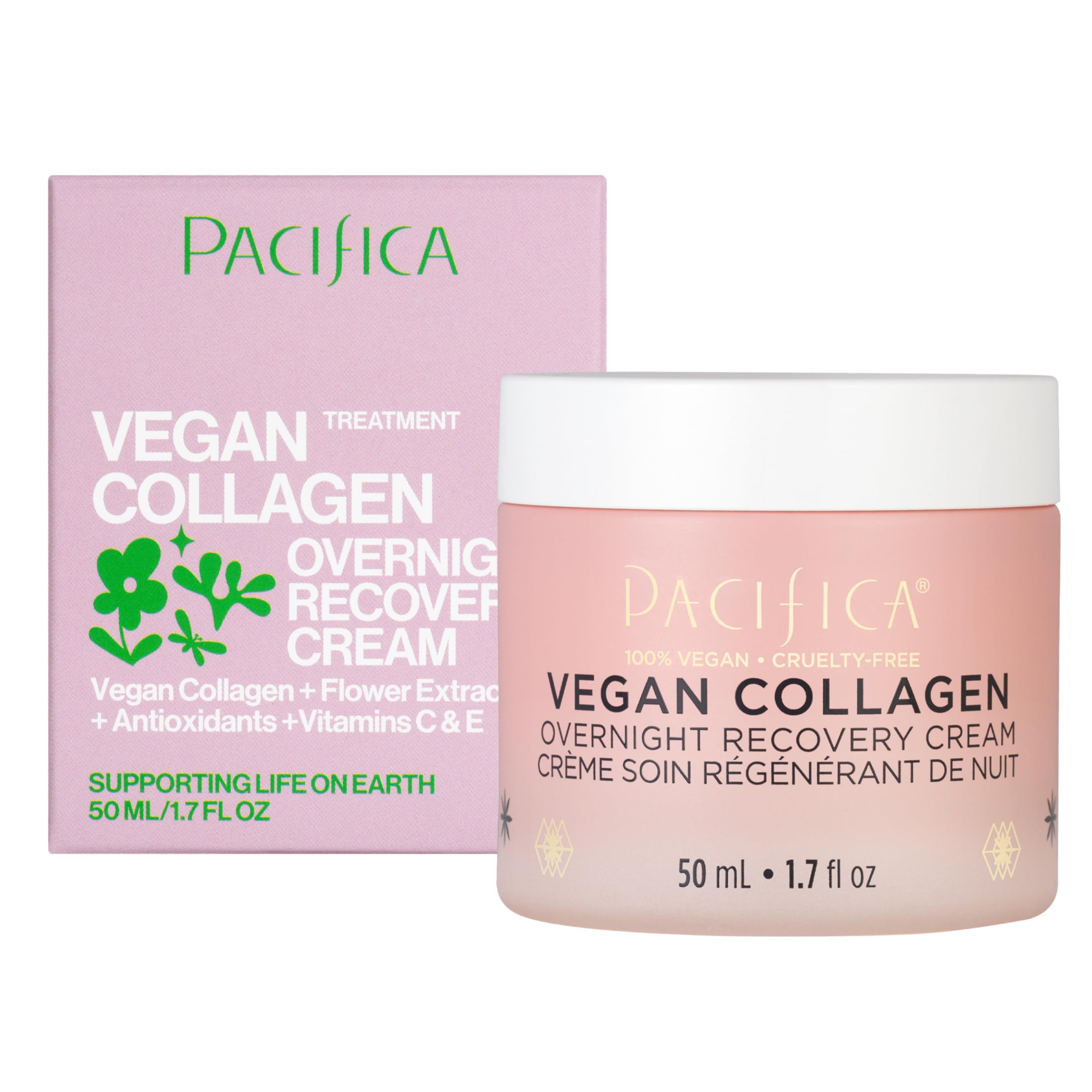 Pacifica Night Cream – Vegan Collagen Overnight Recovery for Dry Skin ...