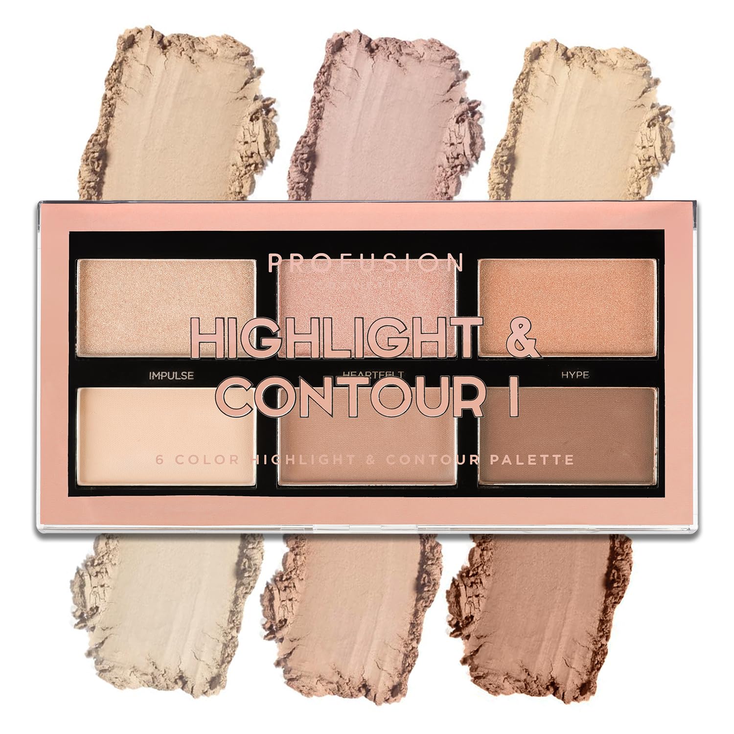 Profusion Cosmetics 6 Shade Highlight & Contour Palette – Long-Wearing ...