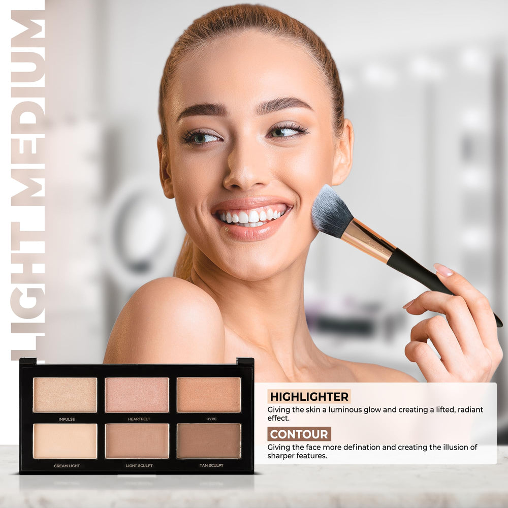 Profusion Cosmetics 6 Shade Highlight & Contour Palette – Long-Wearing ...