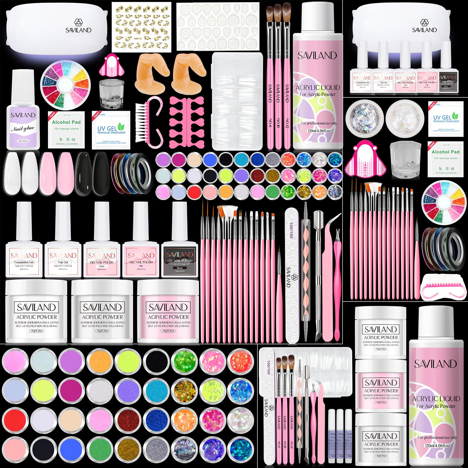 SAVILAND Acrylic Nail Kit with Everything — Beginner DIY Nail Set with ...