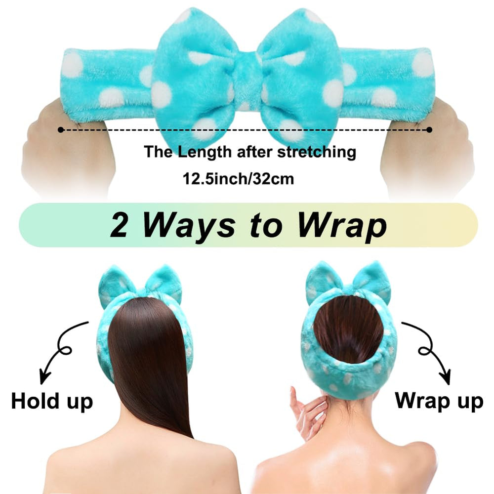 Shintop Sweet Soft Caroset Polka Dots Headband Dark Blue for Makeup an ...