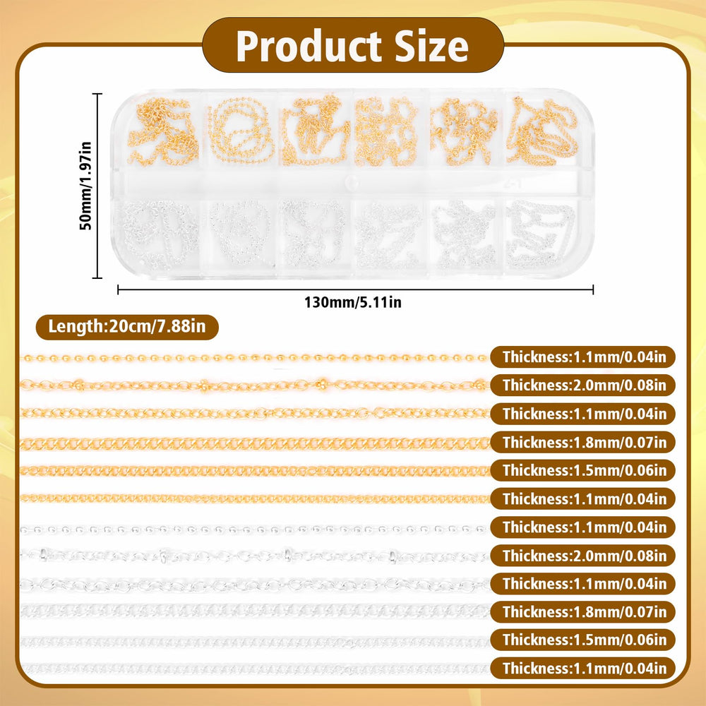 Tatiwoo Nail Chain Charms & Round Beads – Gold & Silver (2 Boxes ...