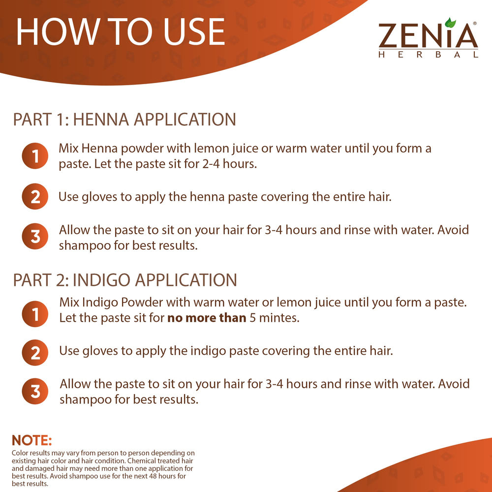Zenia 100g Indigo Powder & 100g Henna Hair Color Combo Pack – Canadian ...