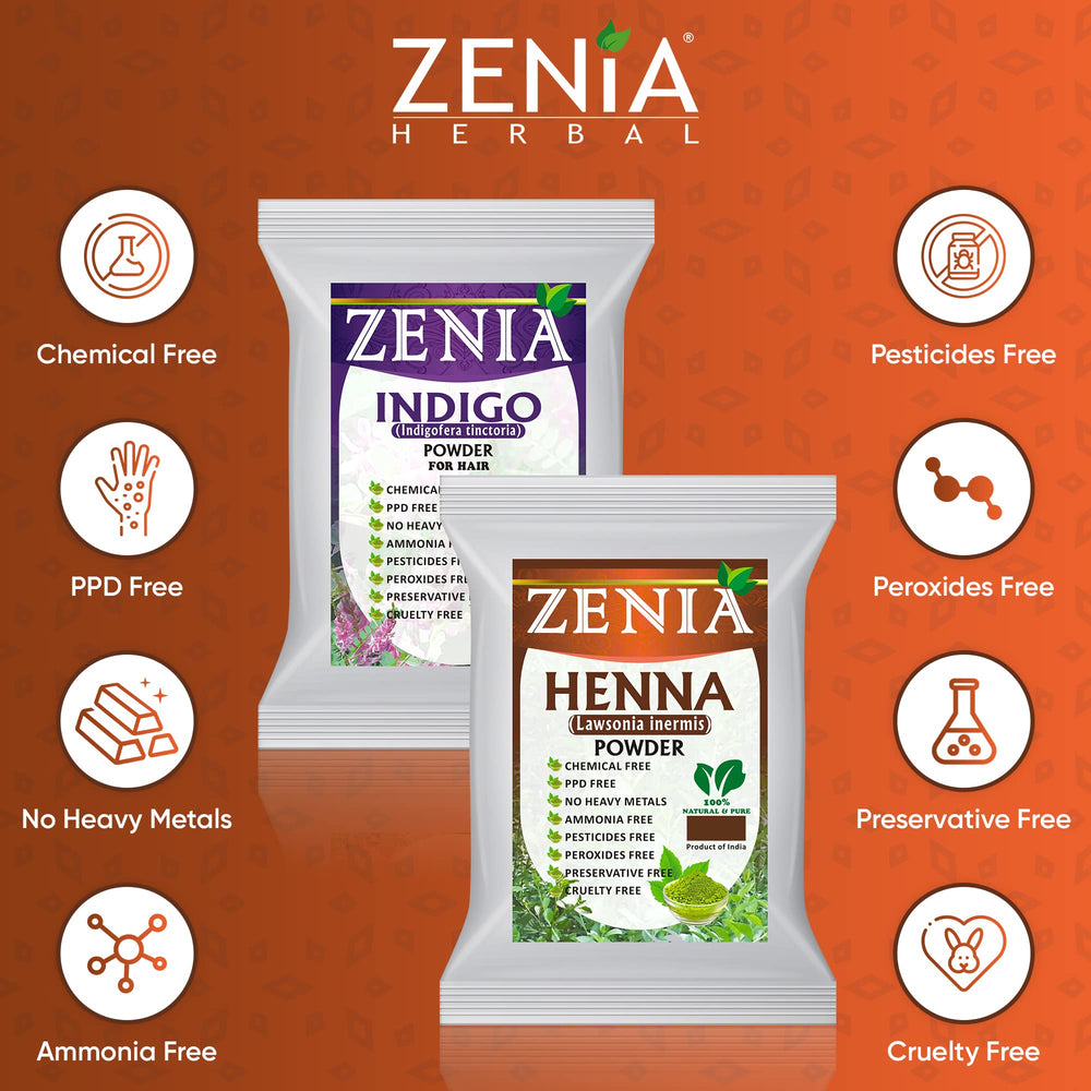 Zenia 100g Indigo Powder & 100g Henna Hair Color Combo Pack – Canadian ...
